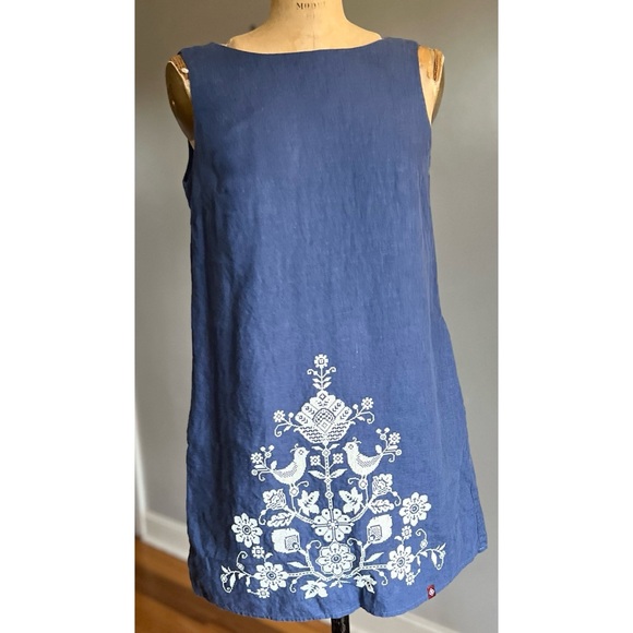 Poak Moaa | Dresses | Poak Moaa Linen Embroidered Flowers Birds Shift ...